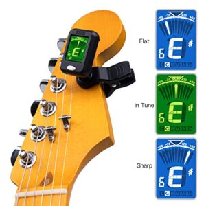 JOYO Clip on Tuner Digital Electronic Tuner for Guitar, Bass, Ukulele, Violin, Mandolin, Banjo Acoustics Calibration Tuner (JT-09)