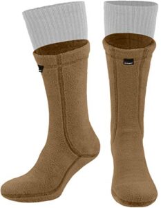 281z hiking warm 8 inch boot liner socks - military tactical outdoor sport - polartec fleece winter socks (small, coyote brown)