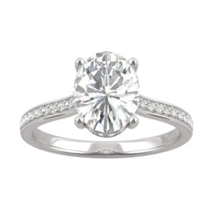 14k white gold moissanite by charles & colvard 9x7mm oval engagement ring-size 7 2.37cttw dew