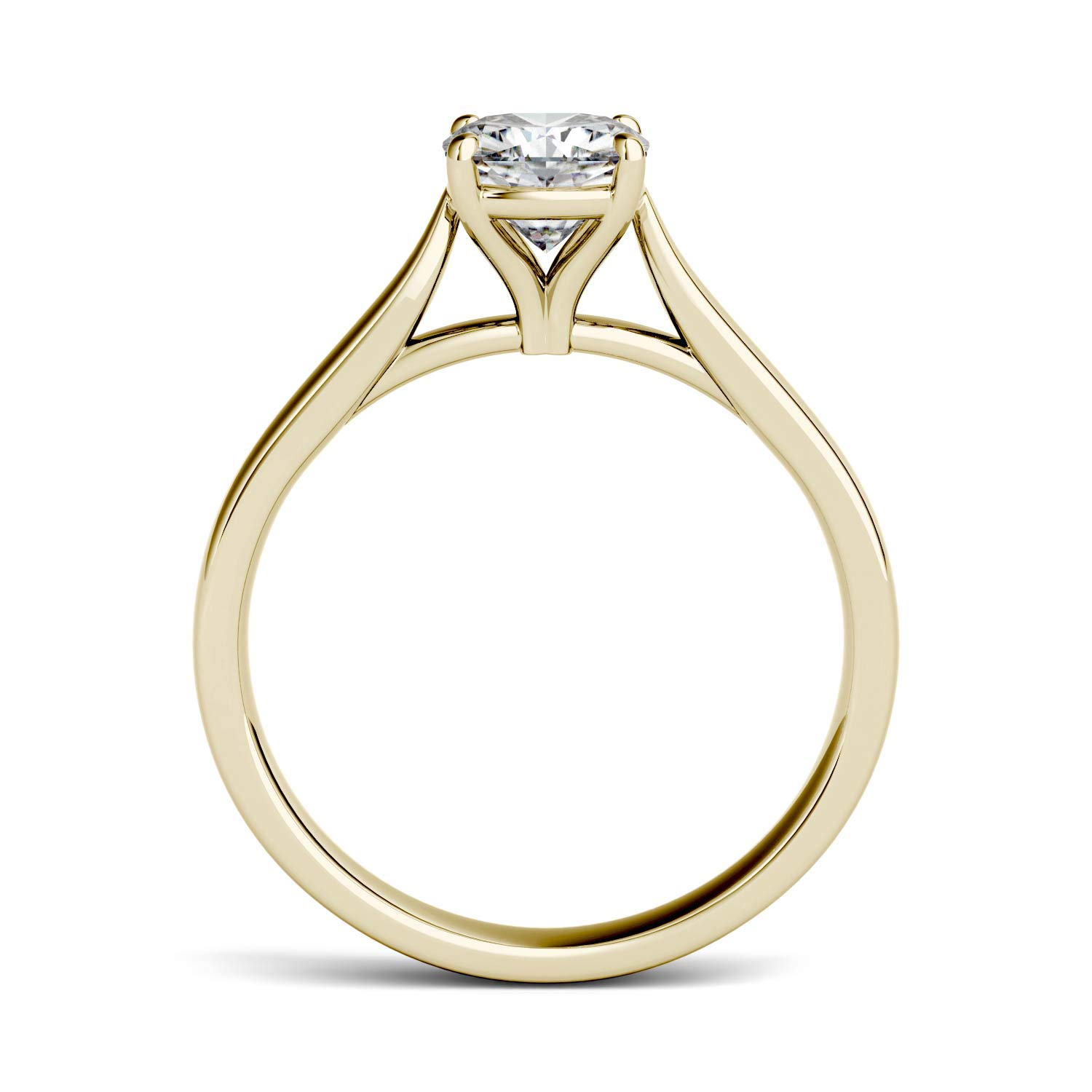 14K Yellow Gold Moissanite by Charles & Colvard 6mm Cushion Engagement Ring-size 7 1.10ct DEW