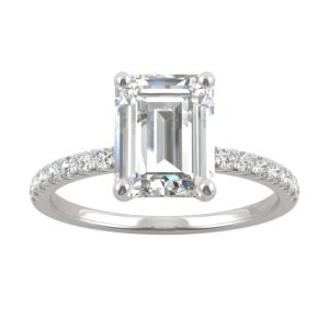 14k white gold moissanite by charles & colvard 9x7mm emerald engagement ring-size 5 2.76cttw dew