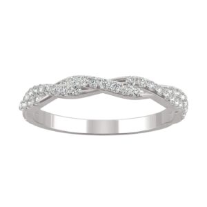 charles & colvard 14k white gold moissanite twisted wedding band-size 7 0.32cttw dew by charles & colvard