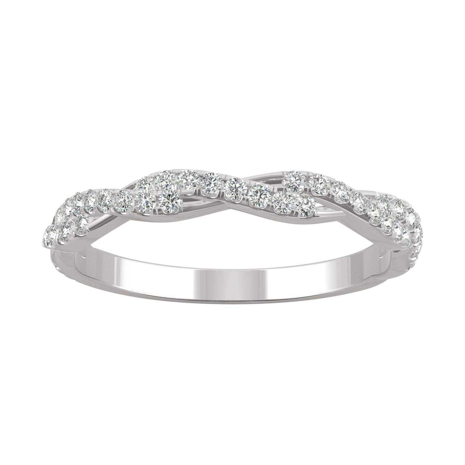 Charles & Colvard 14K White Gold Moissanite Twisted Wedding Band-size 7 0.32cttw DEW by Charles & Colvard