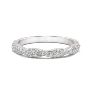 Charles & Colvard 14K White Gold Moissanite Twisted Wedding Band-size 7 0.32cttw DEW by Charles & Colvard