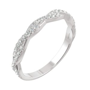 Charles & Colvard 14K White Gold Moissanite Twisted Wedding Band-size 7 0.32cttw DEW by Charles & Colvard