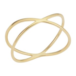 kooljewelry 14k yellow gold minimalist criss cross x knuckle ring, size 9