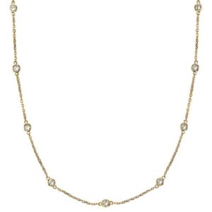 the diamond deal 14kt yellow gold womens round 1.00ct diamond by the yard necklace (16 inches long necklace and 1mm thick)