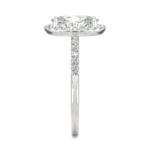 14K White Gold Moissanite by Charles & Colvard 10x6mm Elongated Oval Halo Ring-size 5 2.62cttw DEW