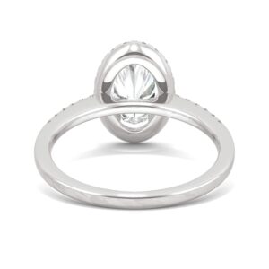 14K White Gold Moissanite by Charles & Colvard 10x6mm Elongated Oval Halo Ring-size 5 2.62cttw DEW