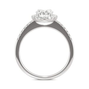 14K White Gold Moissanite by Charles & Colvard 10x6mm Elongated Oval Halo Ring-size 5 2.62cttw DEW