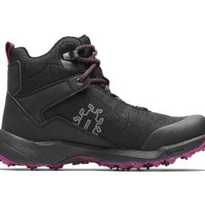 Icebug Womens Pace3 BUGrip GTX Hiking Boot with Carbide Studded Traction Sole, Black/DarkHibiscus, 6.5