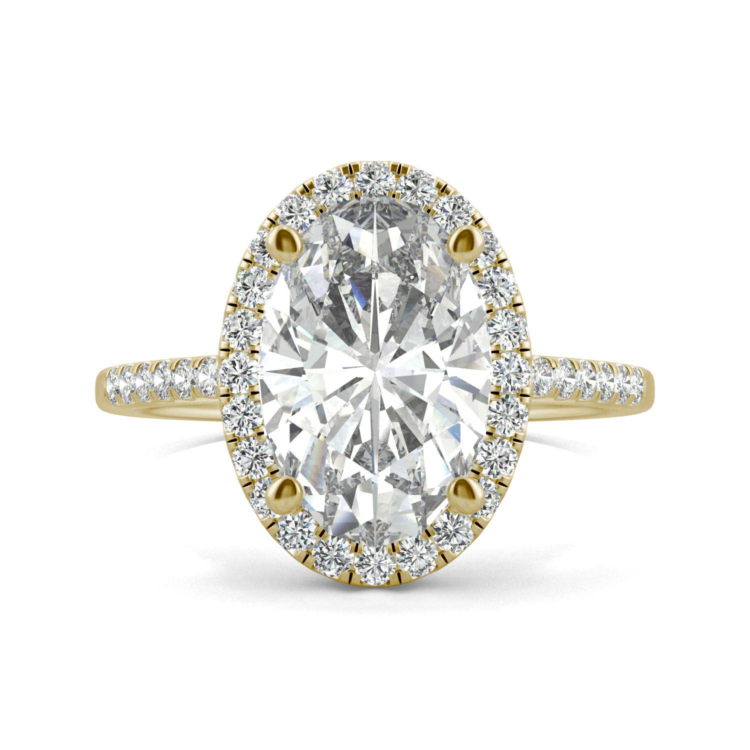 Charles & Colvard Created Moissanite 12x8mm Oval Cut Elongated Engagement Ring for Women | 4.75 cttw DEW | Lab Grown | Solid 14K Yellow Gold | Size 8