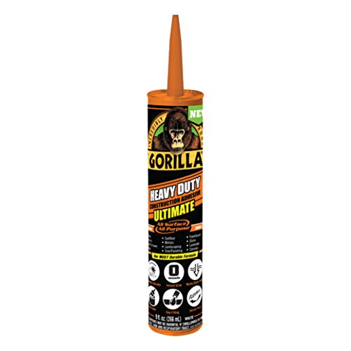 Gorilla Heavy Duty Ultimate Construction Adhesive, 9 Ounce Cartridge, White, (Pack of 6)