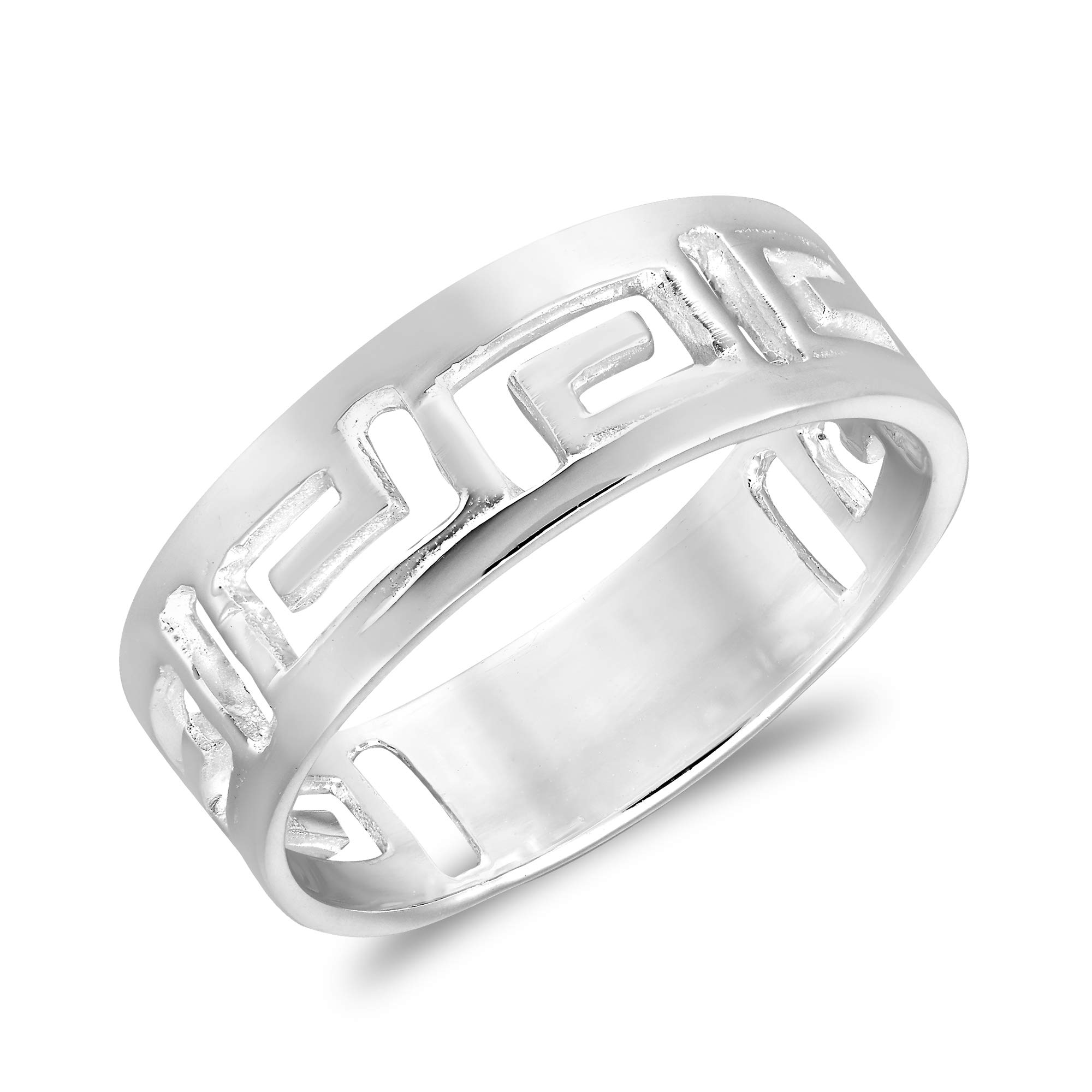 AeraVida Meander Greek Key Style Band .925 Sterling Silver Ring (10) | Stylish Greek Key Ring for Men | Fashion Jewelry