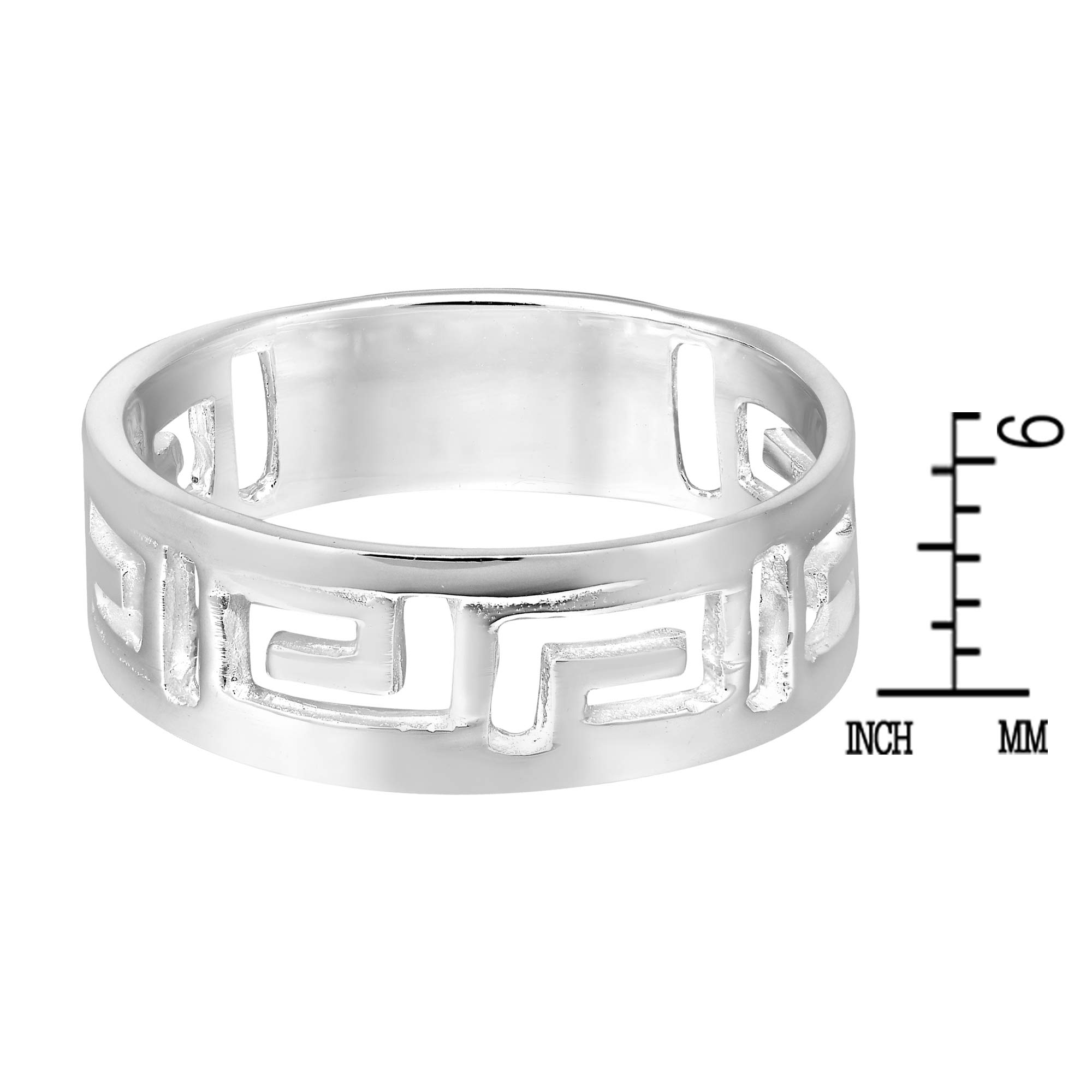 AeraVida Meander Greek Key Style Band .925 Sterling Silver Ring (10) | Stylish Greek Key Ring for Men | Fashion Jewelry