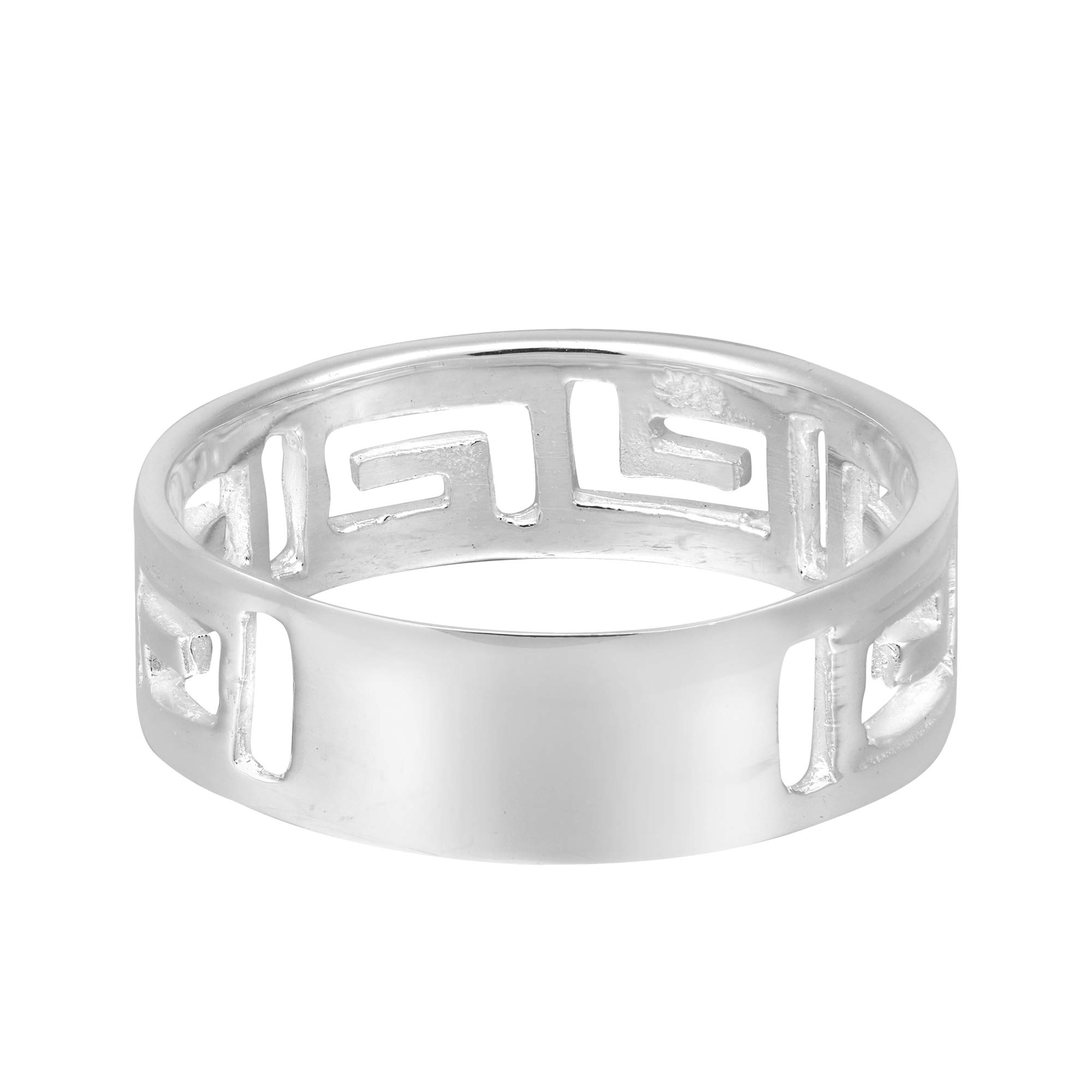 AeraVida Meander Greek Key Style Band .925 Sterling Silver Ring (10) | Stylish Greek Key Ring for Men | Fashion Jewelry