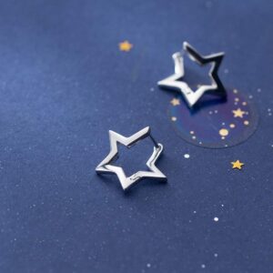 Minimalist Star Small Hoop Earrings 925 Sterling Silver for Women Teen Girls Cute Huggie Hoops Wedding Earring Fashion Jewelry Gifts for Best Friend Daughter Hypoallergenic