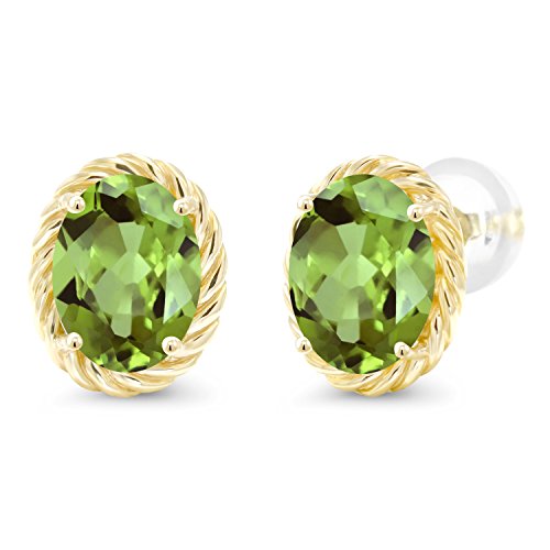 Gem Stone King 14K Yellow Gold 8X6MM Oval Gemstone Birthstone Earrings | Yellow Gold Earrings for Women