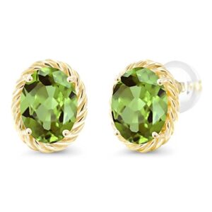 gem stone king 14k yellow gold 8x6mm oval gemstone birthstone earrings | yellow gold earrings for women