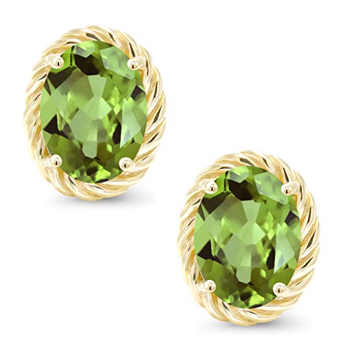 Gem Stone King 14K Yellow Gold 8X6MM Oval Gemstone Birthstone Earrings | Yellow Gold Earrings for Women