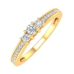 10k yellow gold 3-stone diamond engagement ring (0.22 carat) - igi certified (ring size 5)