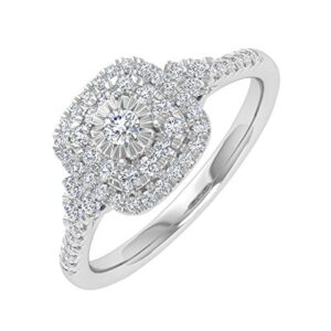 1/3 carat cushion cut halo diamond engagement ring in 10k white gold - igi certified (ring size 7)