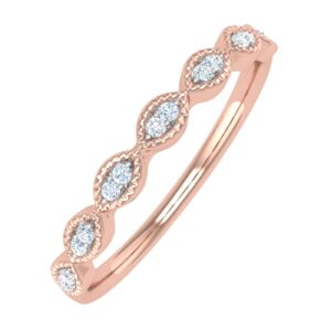 finerock 0.04 carat anniversary wedding band ring in 10k rose gold - igi certified (ring size 7.5)