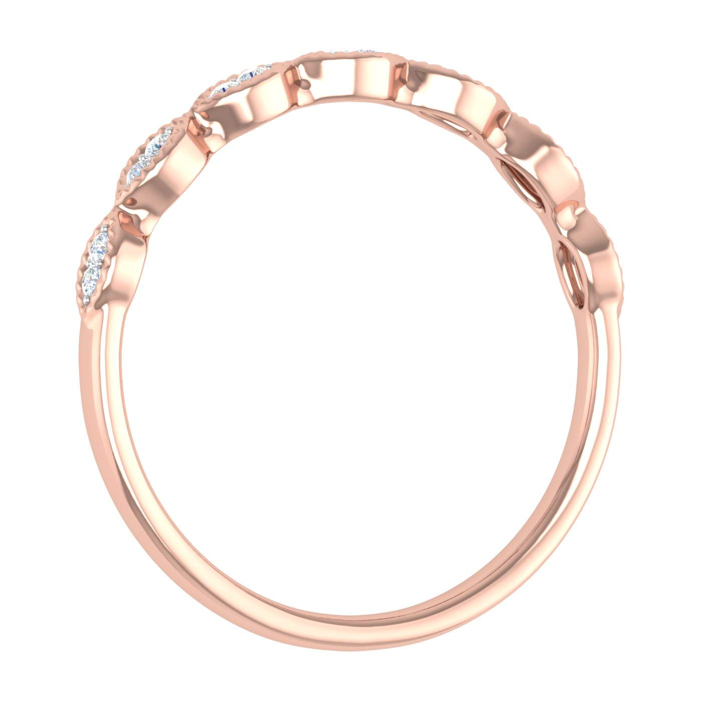 FINEROCK 0.04 Carat Anniversary Wedding Band Ring in 10K Rose Gold - IGI Certified (Ring Size 7.5)