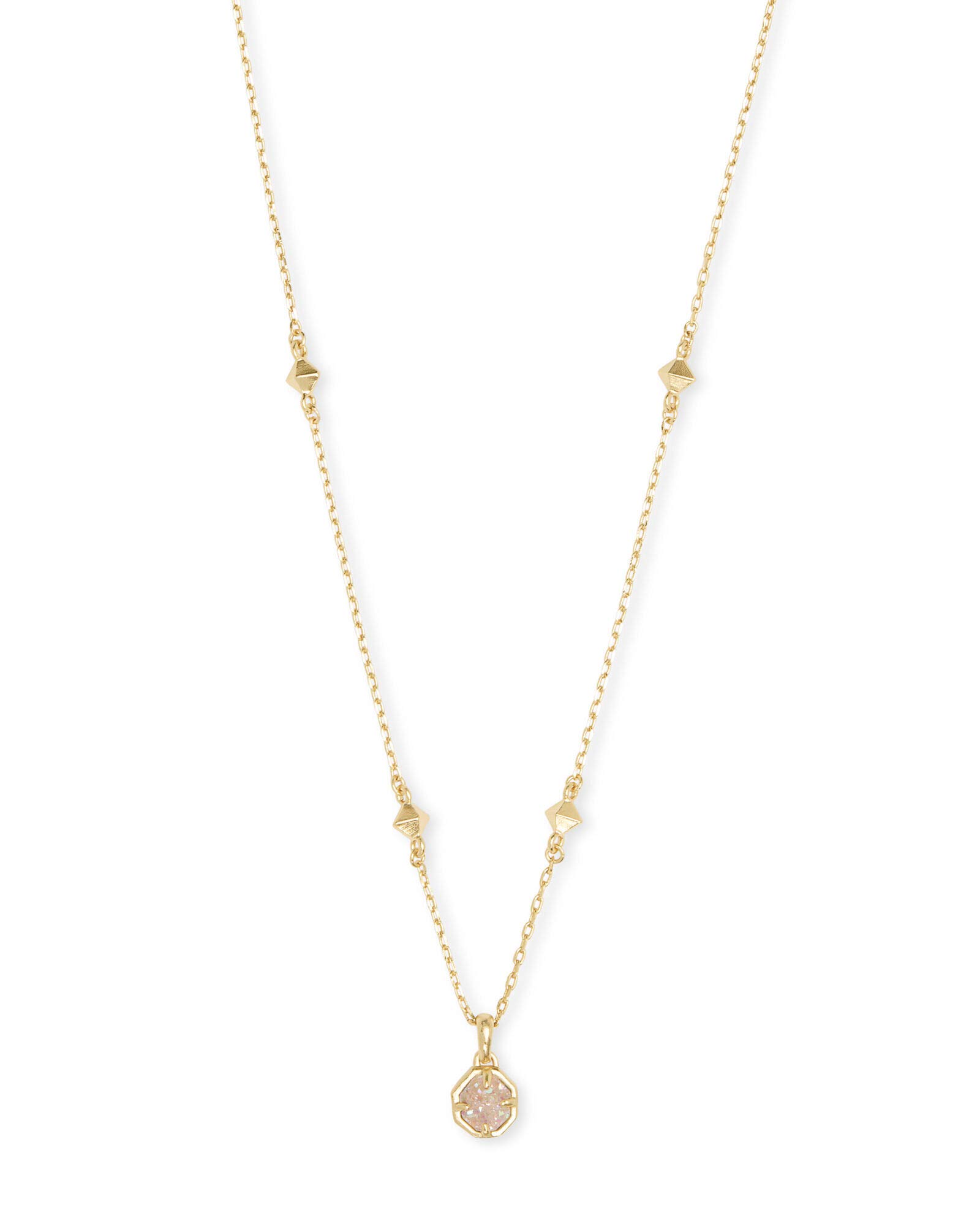 Kendra Scott Nola Pendant Necklace for Women, Fashion Jewelry, Gold-Plated, Iridescent Drusy