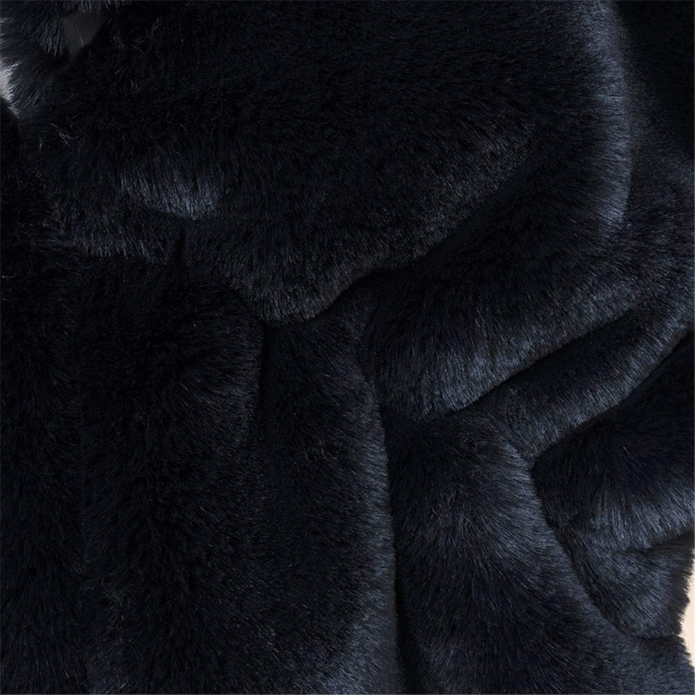 Fashowlife Faux Fur Cloak Shawl Fur Scarf Warm Wrap Stole Shrug Autumn Winter For Wedding Party (Black Shawl)