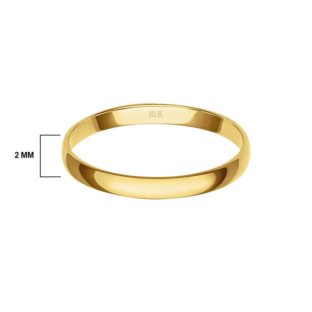 Brilliant Expressions 10K Yellow Gold Classic 2MM Women's Ring - Conflict-Free, Durable, Plain Wedding Band - Size 8