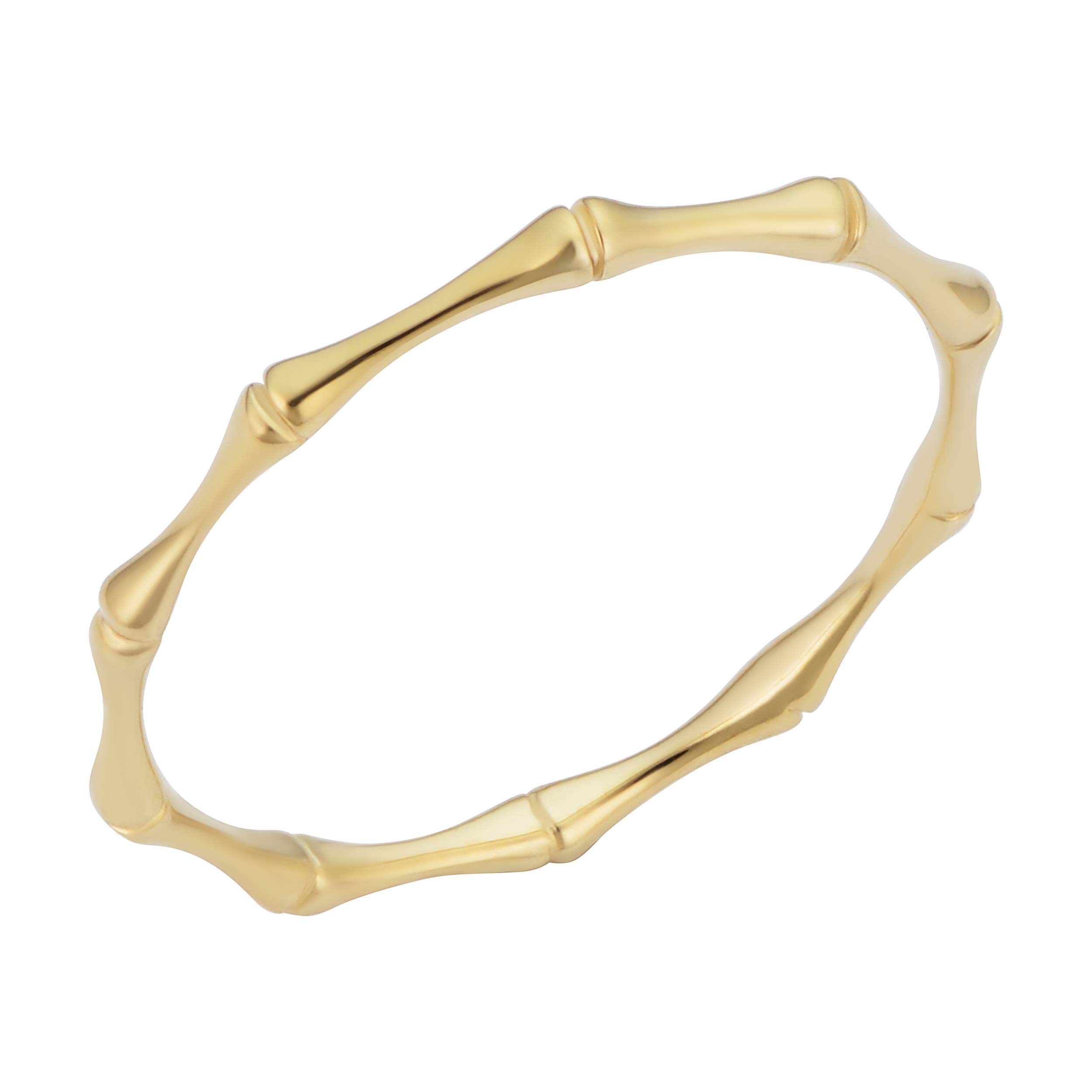 KoolJewelry Women's 14k Yellow Gold 1.8mm Bamboo Ring Minimalist Jewelry, Size 4