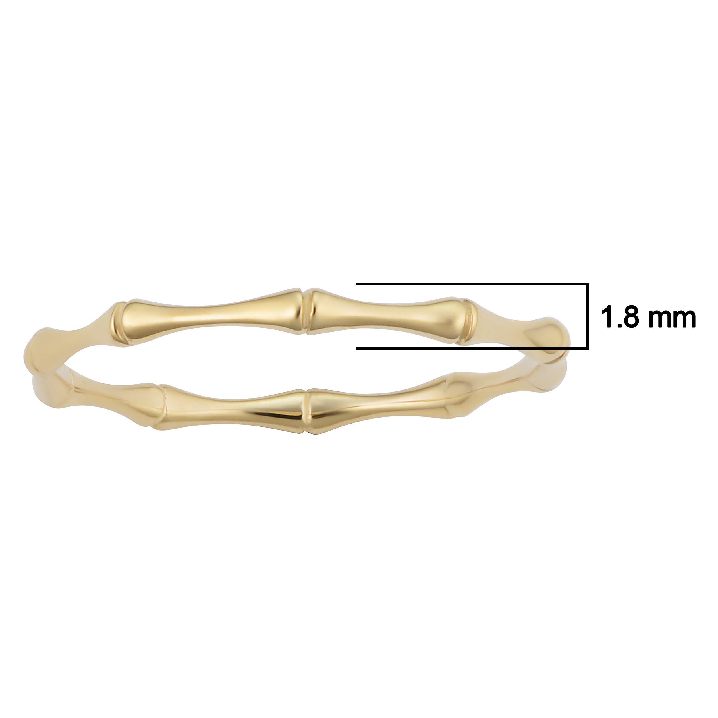 KoolJewelry Women's 14k Yellow Gold 1.8mm Bamboo Ring Minimalist Jewelry, Size 4