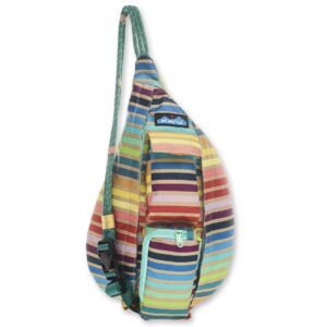 kavu mini rope sling pack with adjustable rope shoulder strap, summer stripe