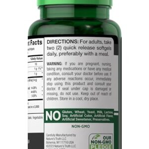 Nature's Truth Hemp Oil | 60 Softgel Capsules | 1400mg | Non-GMO & Gluten Free Supplement | Cold Pressed from Hemp Seeds