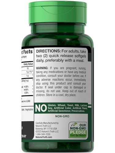 Nature's Truth Hemp Oil | 60 Softgel Capsules | 1400mg | Non-GMO & Gluten Free Supplement | Cold Pressed from Hemp Seeds