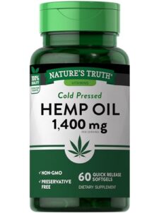 nature's truth hemp oil | 60 softgel capsules | 1400mg | non-gmo & gluten free supplement | cold pressed from hemp seeds