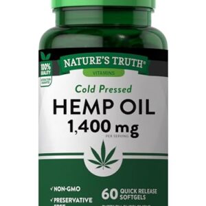 Nature's Truth Hemp Oil | 60 Softgel Capsules | 1400mg | Non-GMO & Gluten Free Supplement | Cold Pressed from Hemp Seeds