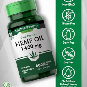 Nature's Truth Hemp Oil | 60 Softgel Capsules | 1400mg | Non-GMO & Gluten Free Supplement | Cold Pressed from Hemp Seeds