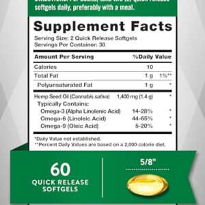 Nature's Truth Hemp Oil | 60 Softgel Capsules | 1400mg | Non-GMO & Gluten Free Supplement | Cold Pressed from Hemp Seeds