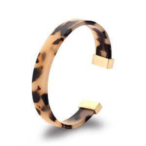 open cuff bracelet statement acrylic resin lucite cuff bracelet minimalist tortoise shell bangles bracelet adjustable lightweight bangle (leopard)