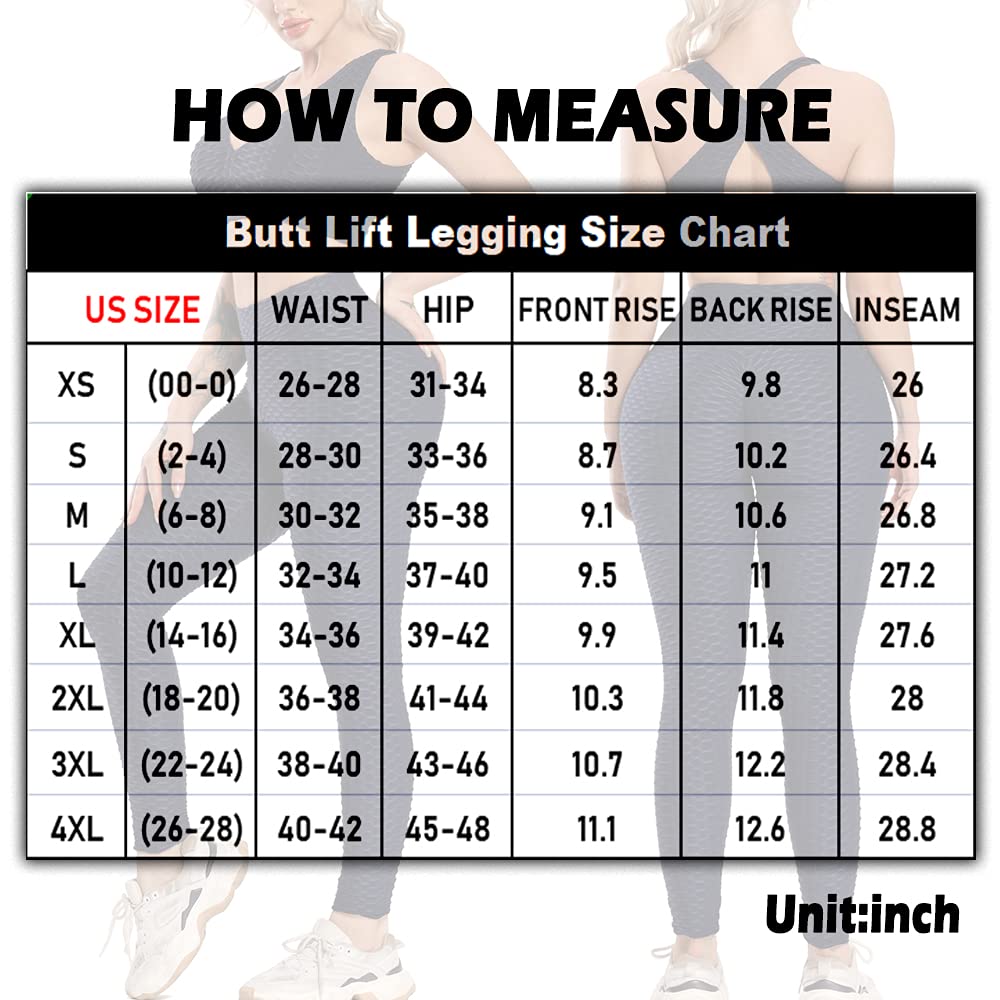 SEASUM Women High Waisted Yoga Pants Workout Butt Lifting Scrunch Booty Leggings Tummy Control Anti Cellulite Textured Tights M