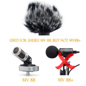 SUNMON Microphone Furry Windscreen Compatible with Shure MV88, Muff Windshield Windjammer Deadcat for MV88 iOS Microphone suitable for iPhone/iPad