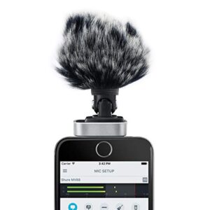 SUNMON Microphone Furry Windscreen Compatible with Shure MV88, Muff Windshield Windjammer Deadcat for MV88 iOS Microphone suitable for iPhone/iPad