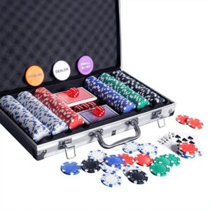 poker chip set - 300pcs poker chips with aluminum case, 11.5 gram chips for texas holdem blackjack