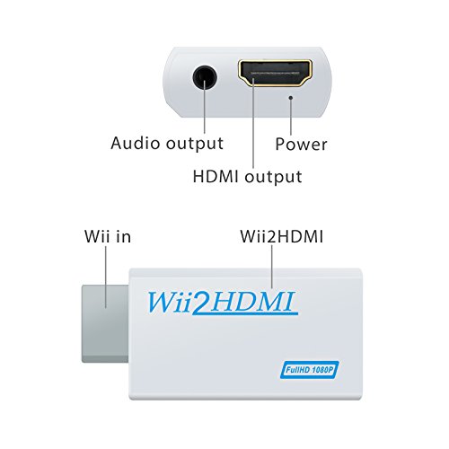 COLFULINE Wii to HDMI Converter, HDMI Output with 3.5mm Audio Jack, Supports NTSC and PAL, Easy Operation