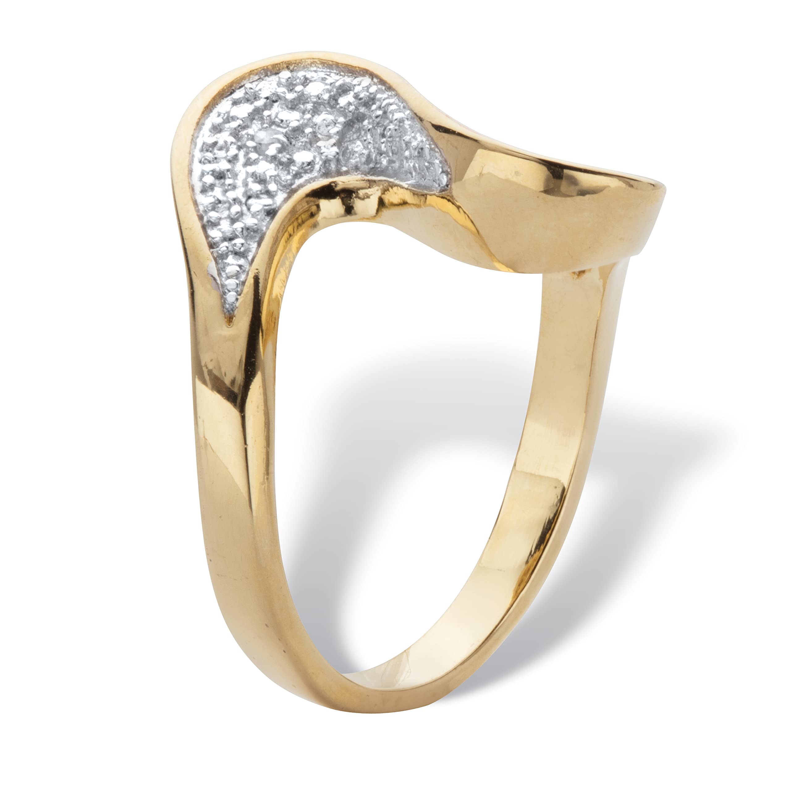 PalmBeach Yellow Gold-plated Genuine Diamond Accent Freeform Bypass Ring Sizes 6-10 Size 7