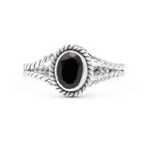 cut black onyx ethnic vintage gipsy delicate oval ring 925 sterling silver tribal boho chic (7)