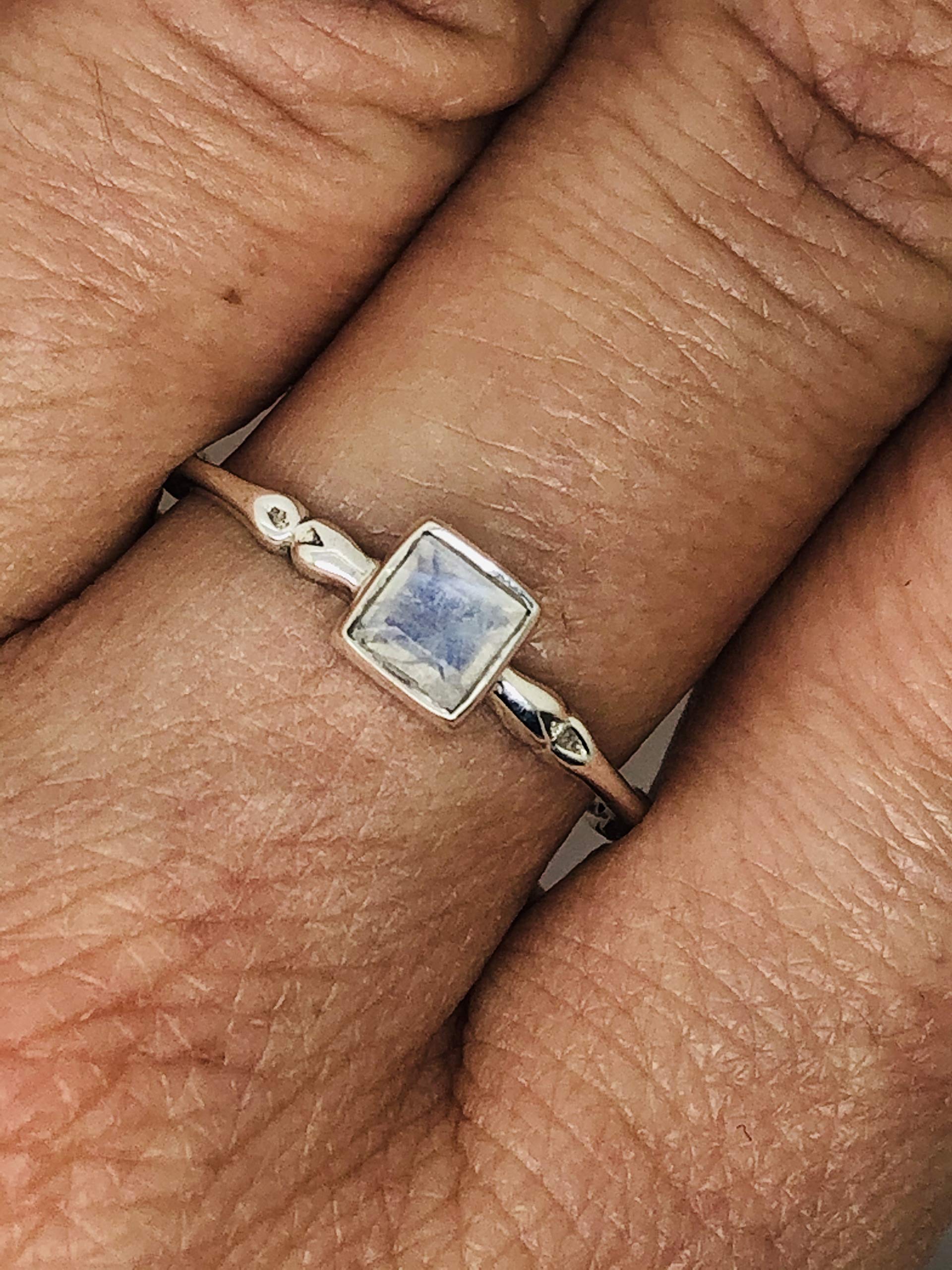 Koral Jewelry Cut Square Moonstone Stone Delicate Ring 925 Sterling Silver Vintage Boho Chic (7)