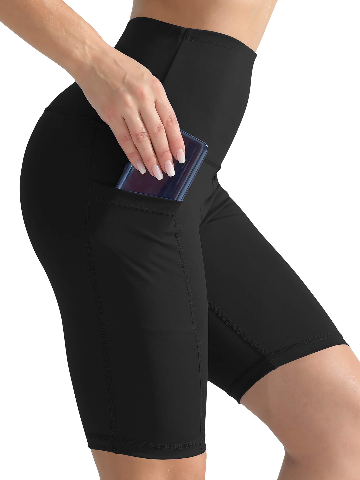 CADMUS 3 Pack Women 9" Biker Compression Short Leggings for Yoga Workout with Big Pockets,3 Pack,1026,Black,XX-Large